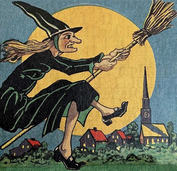 Fabulous FLYING Witch Digital Vintage HALLOWEEN Download. - Etsy