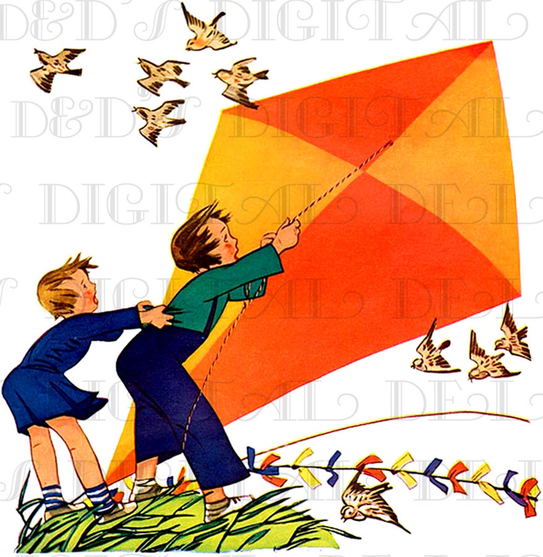 Let's Go Fly A KITE! MARCH Wind and Kite Flying., Vintage March ...