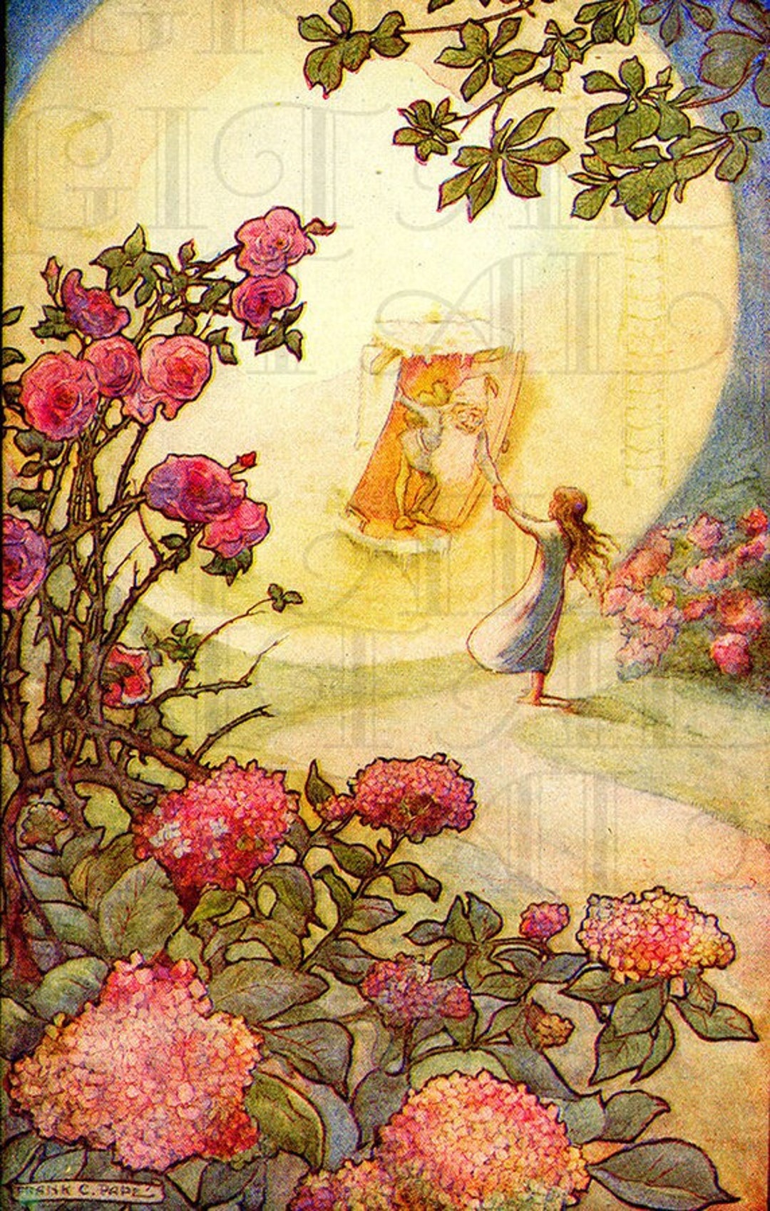 Ethereal Fairy Tale Moon Man/Vintage DIGITAL Illustration/Frank Pape ...