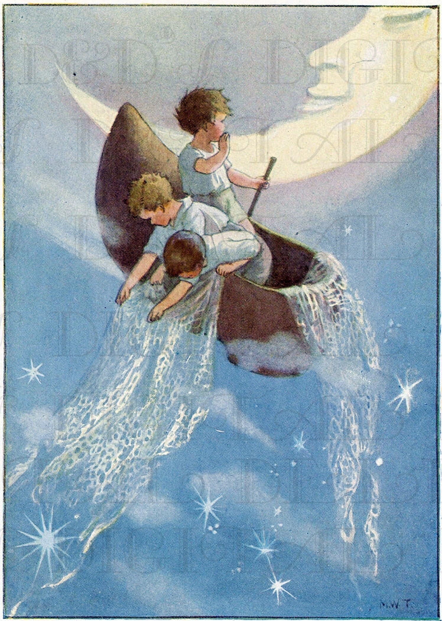 Winken Blinken and Nod. VINTAGE Nursery Rhyme Illustration. - Etsy