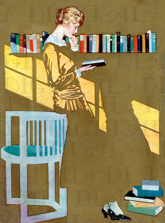 Girl Reading Book Vintage