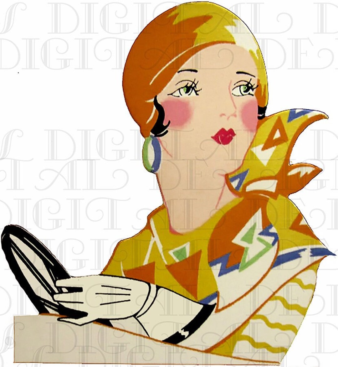 Fall FLAPPER at the Wheel of Her Car! Vintage Autumn Flapper ...