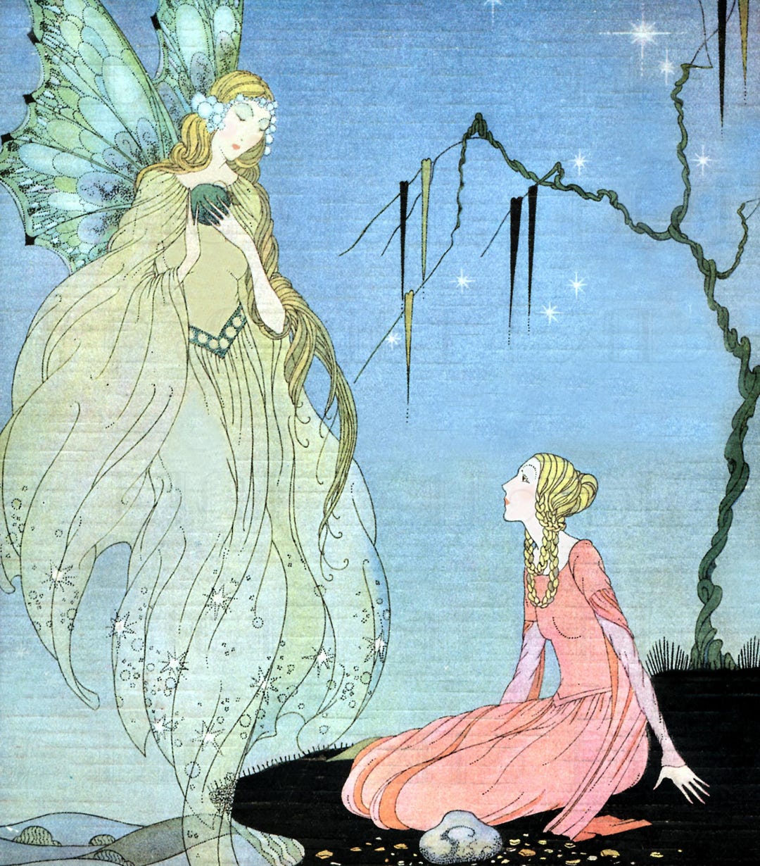 RARE! Art Deco Fairy Princess! French Fairy Tale. Vintage Illustration ...