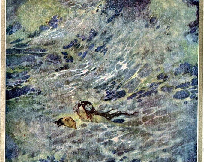 Amazing Little Mermaid Rescues Prince. Fairy Tale Vintage - Etsy