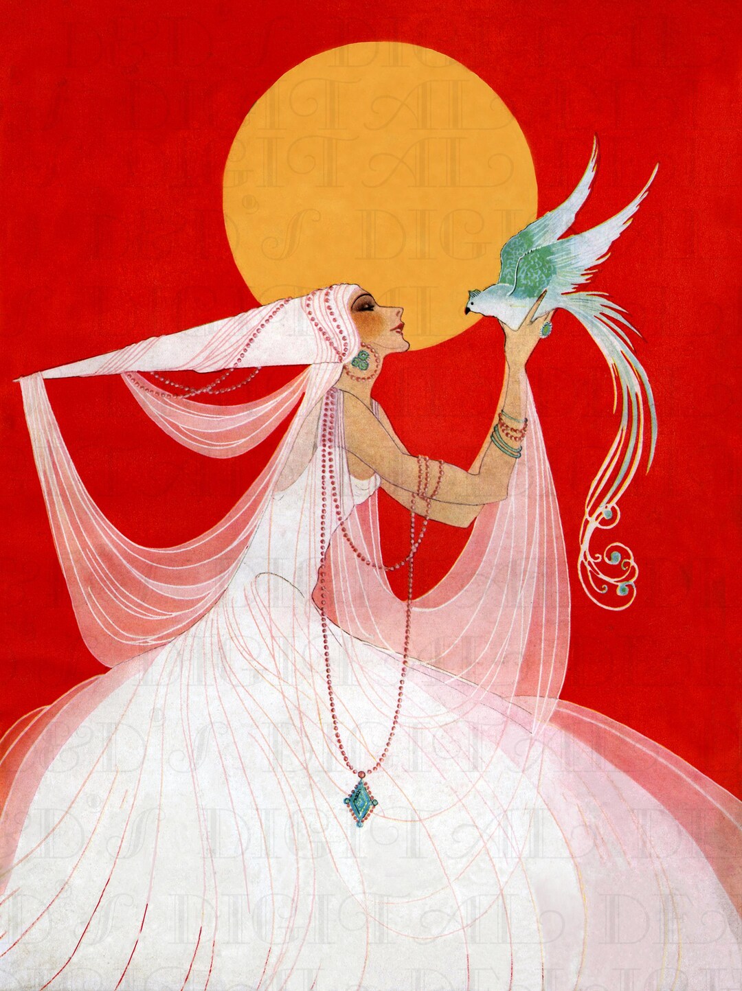 Stunning FLAPPER Princess! VINTAGE Flapper ILLUSTRATION. 1920s Deco Digital Download. Vintage ...