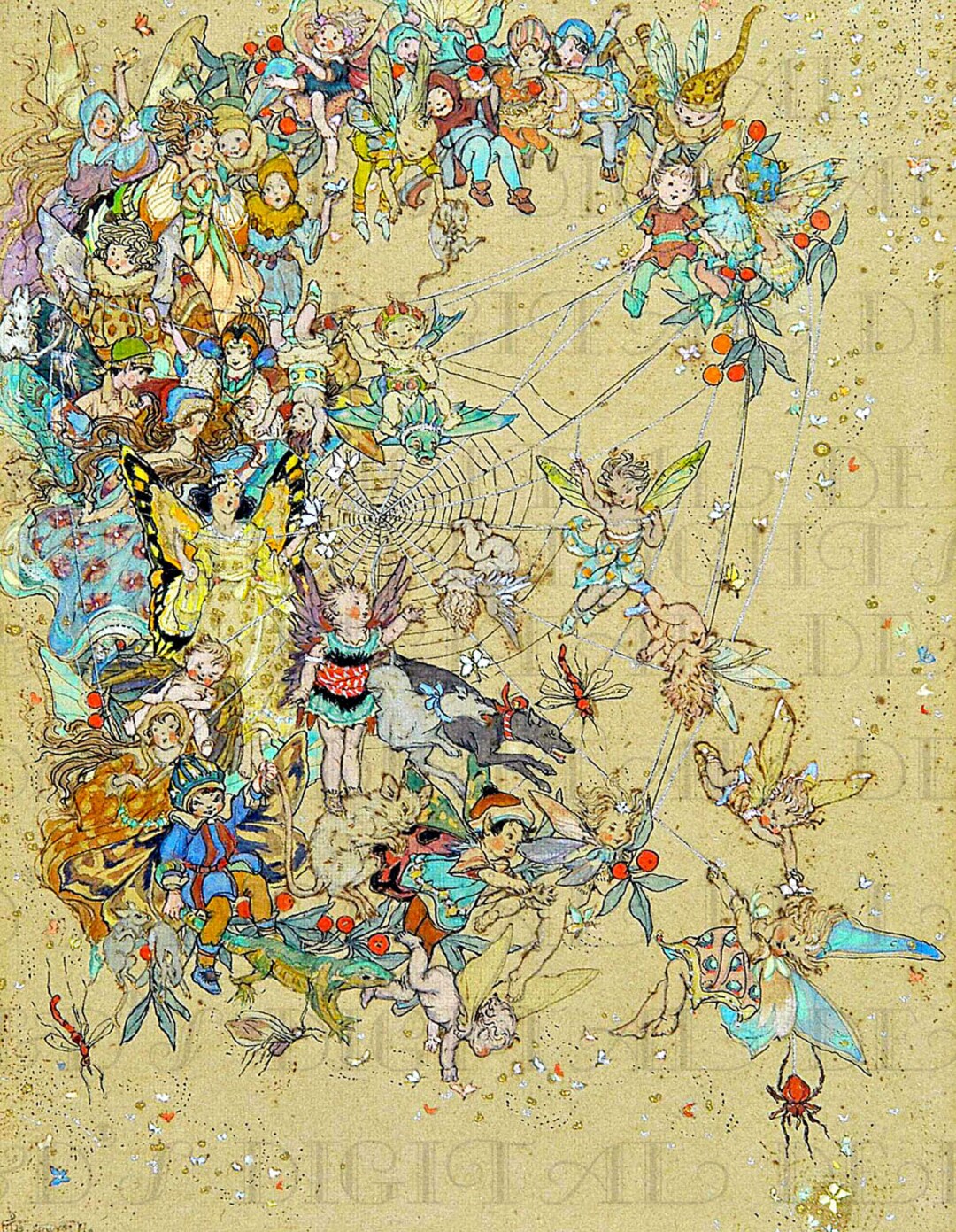 Bunches of Web Fairies! Digital FAIRY Vintage Illustration. DIGITAL ...
