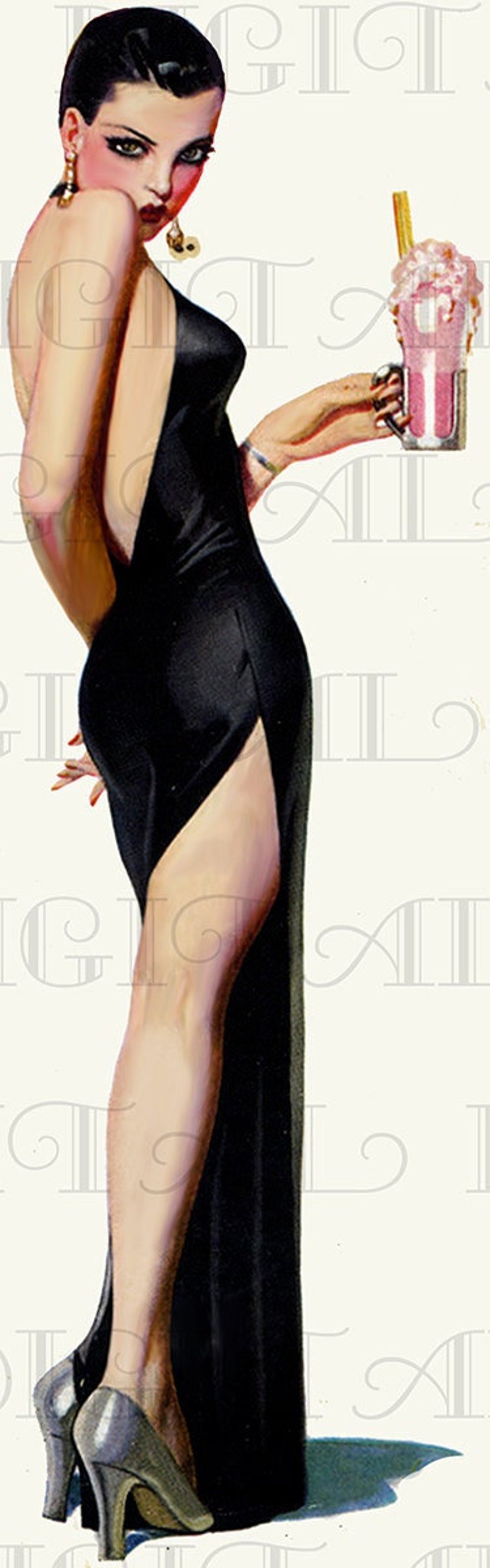 Sleek Sexy FLAPPER Vintage Digital FLAPPER Digital Pinup Flapper Download. Deco Digital Pinup ...