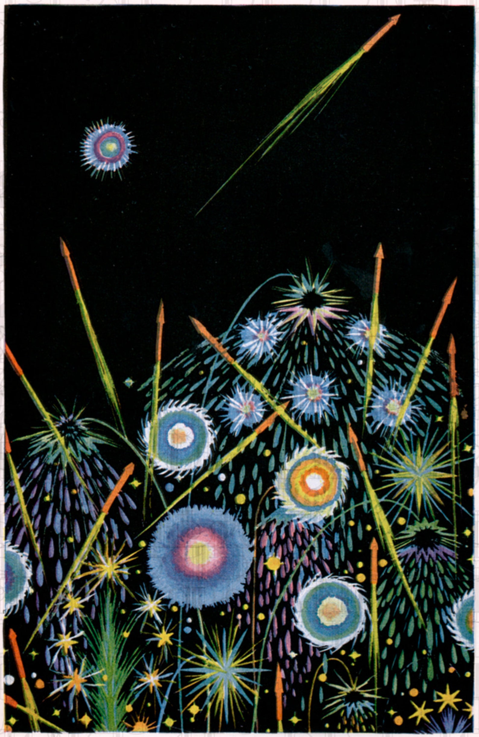 FIREWORKS Vintage Art Deco Illustration. Digital Deco - Etsy