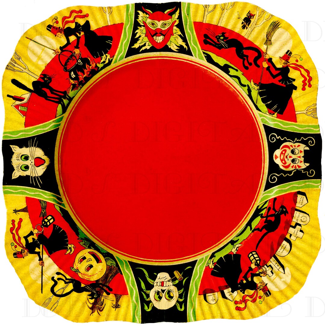 RARE Vintage Halloween Plate Digital Download: 1920s Devil, Witches ...