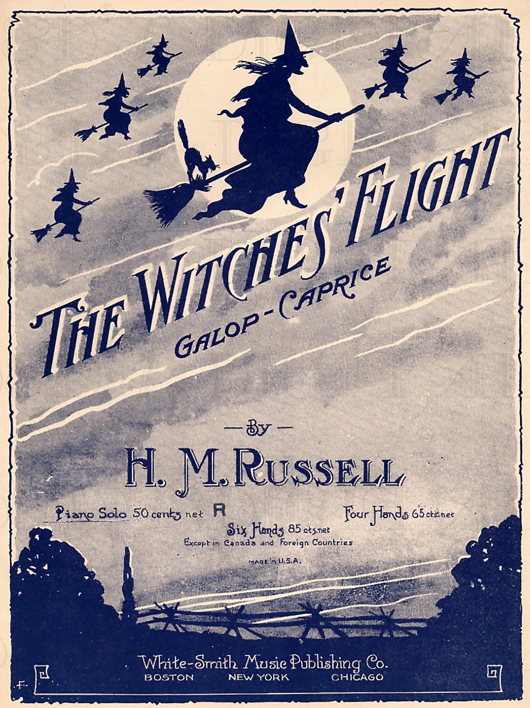 RARE the WITCHES' Flight. Digital HALLOWEEN Download. Vintage Witch ...
