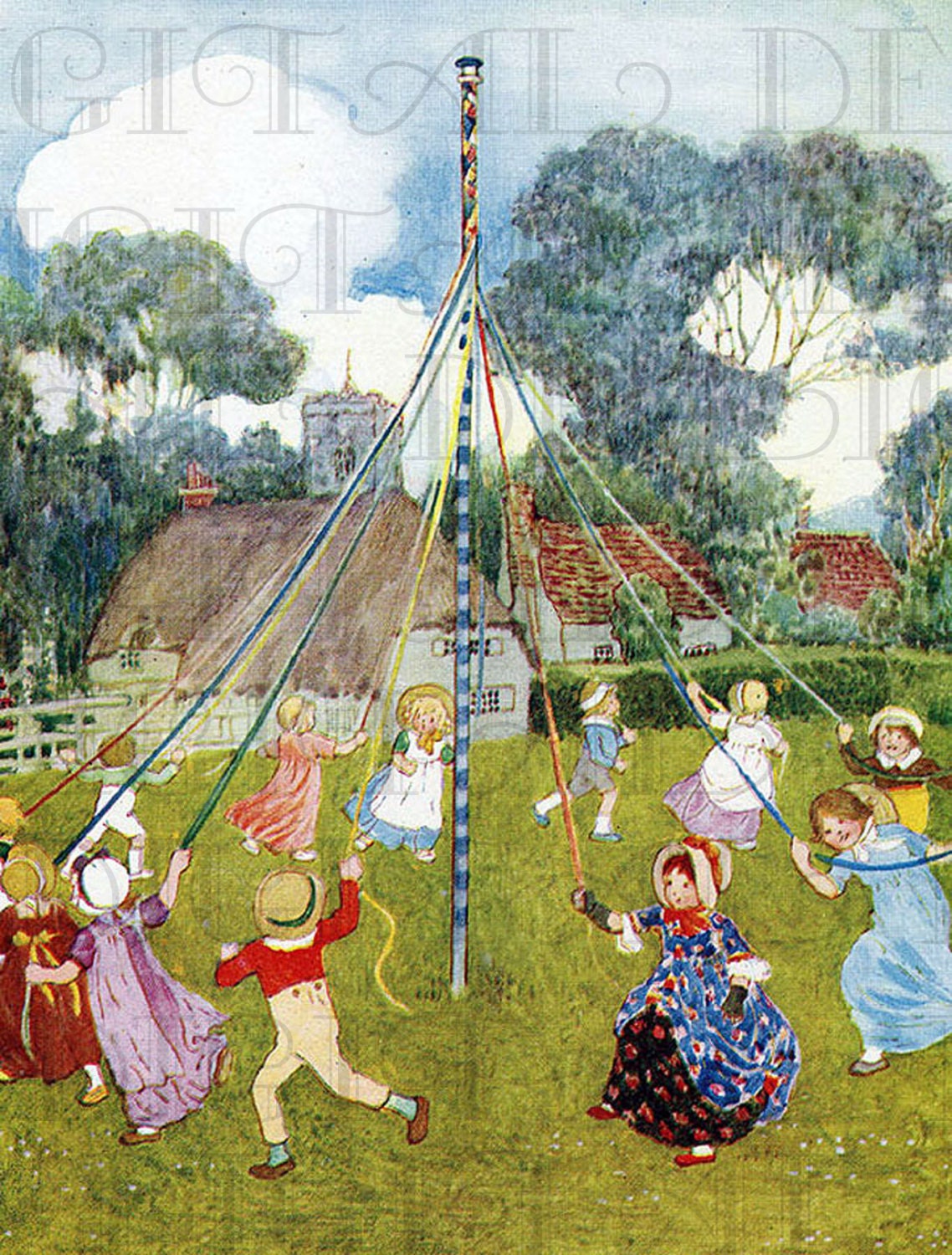 Wonderful Maypole. Loads of Children Dancing. MAY DAY Vintage ...
