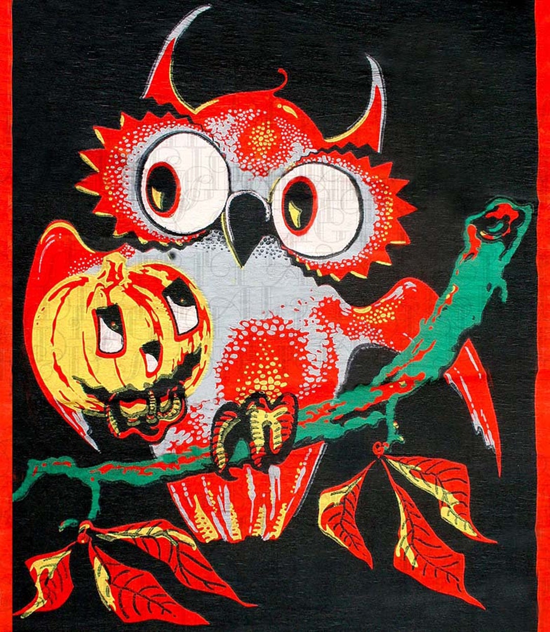 Vintage Halloween Owl Illustration