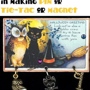 Hooray for HALLOWEEN! Vintage Black Cat Postcard Illustration: (digital ...