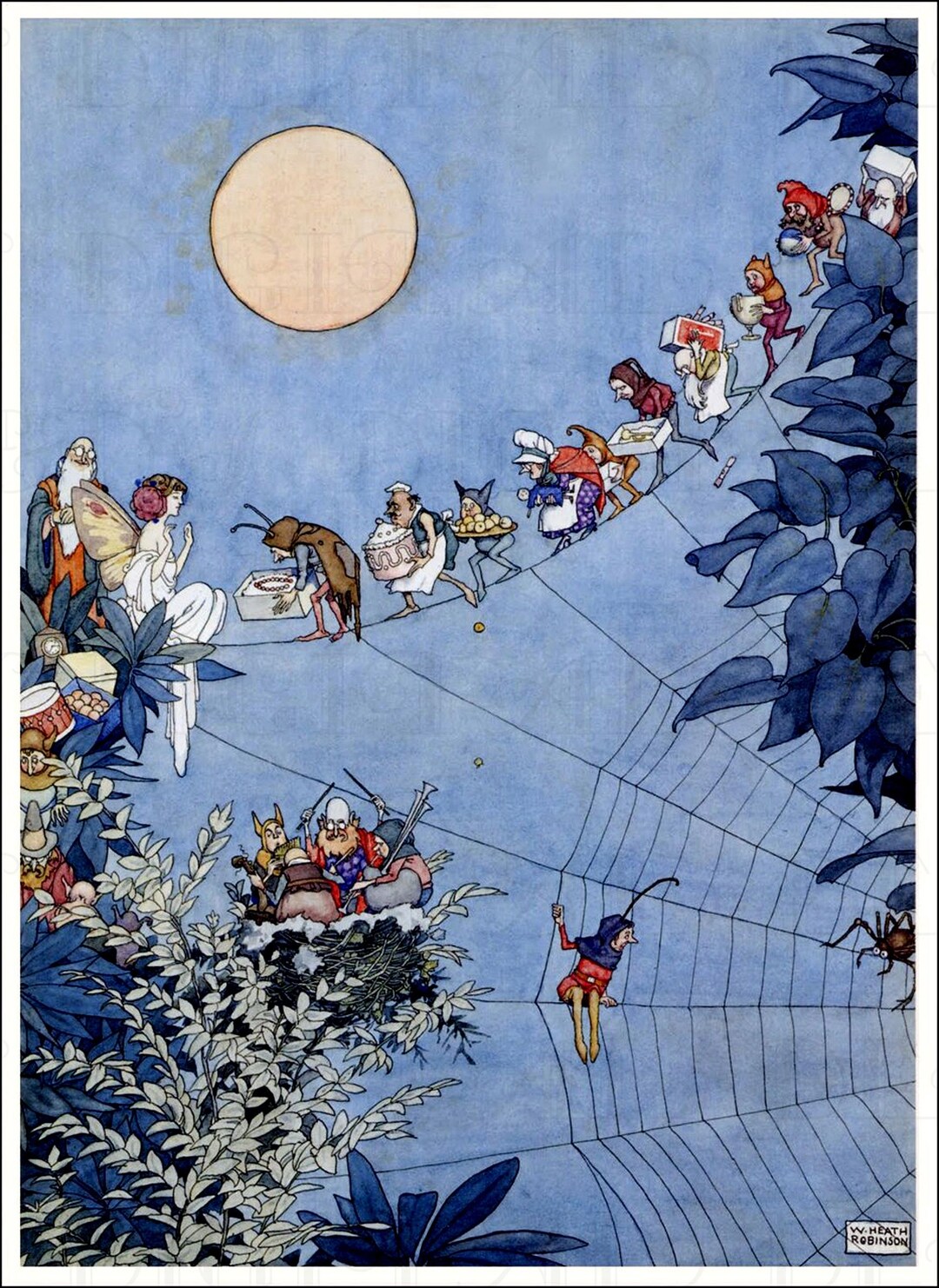 SPLENDIFEROUS Spider Web Full of FAIRIES! Vintage Fairy Illustration ...