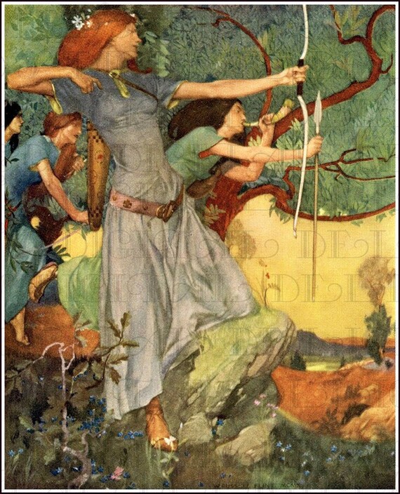 King Arthur Archery. VINTAGE Fairy Tale DIGITAL Illustration. | Etsy