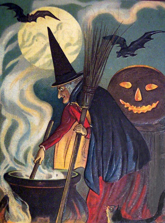 Witch VINTAGE Illustration. Vintage Halloween Digital | Etsy