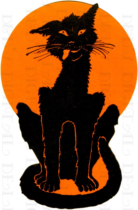 Vintage Halloween Cat Silhouette