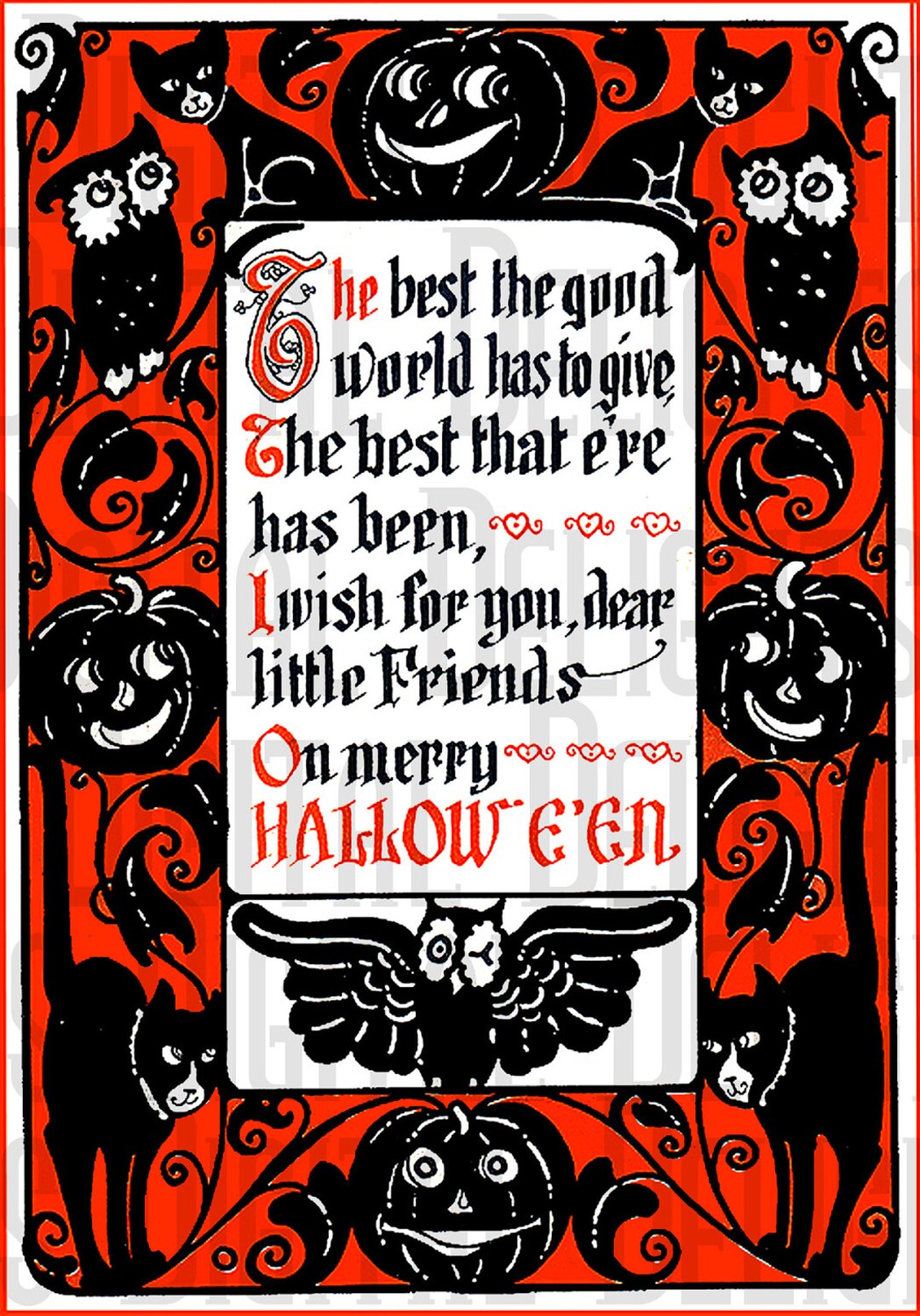 VINTAGE Halloween Digital Download. Fantastic Halloween Border. Vintage ...