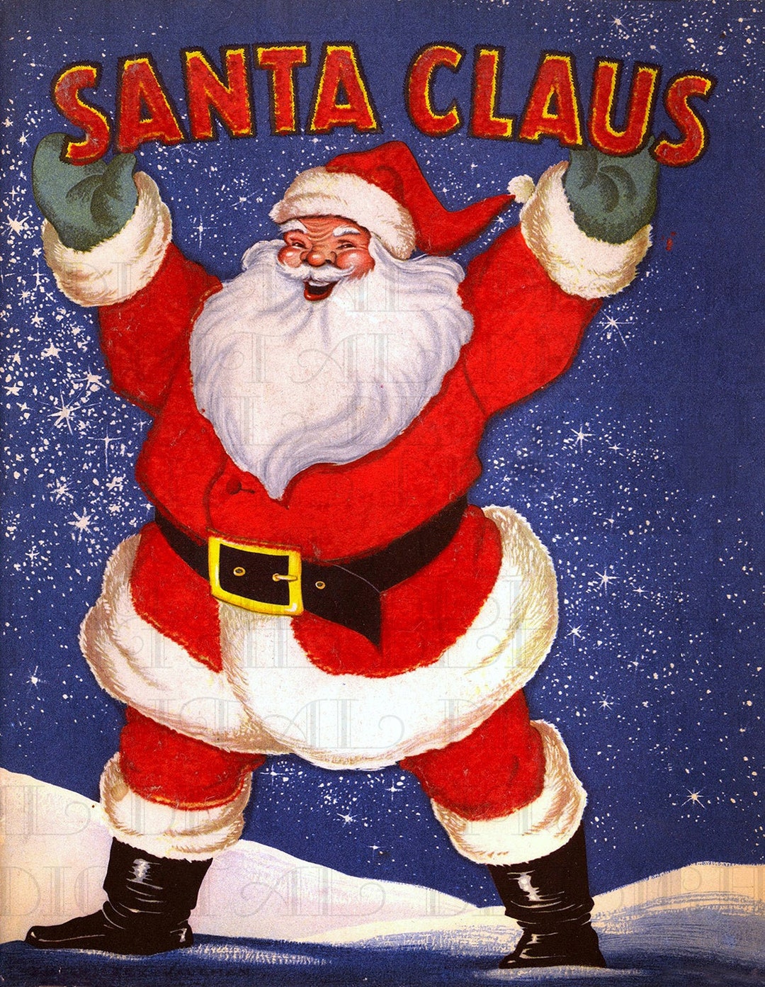 Jolly RETRO Santa! Retro Christmas Illustration. 1950s Christmas ...