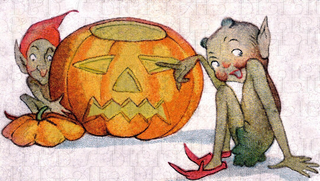 Very RARE! Halloween Imps/jol Vintage Illustration. Vintage Halloween ...