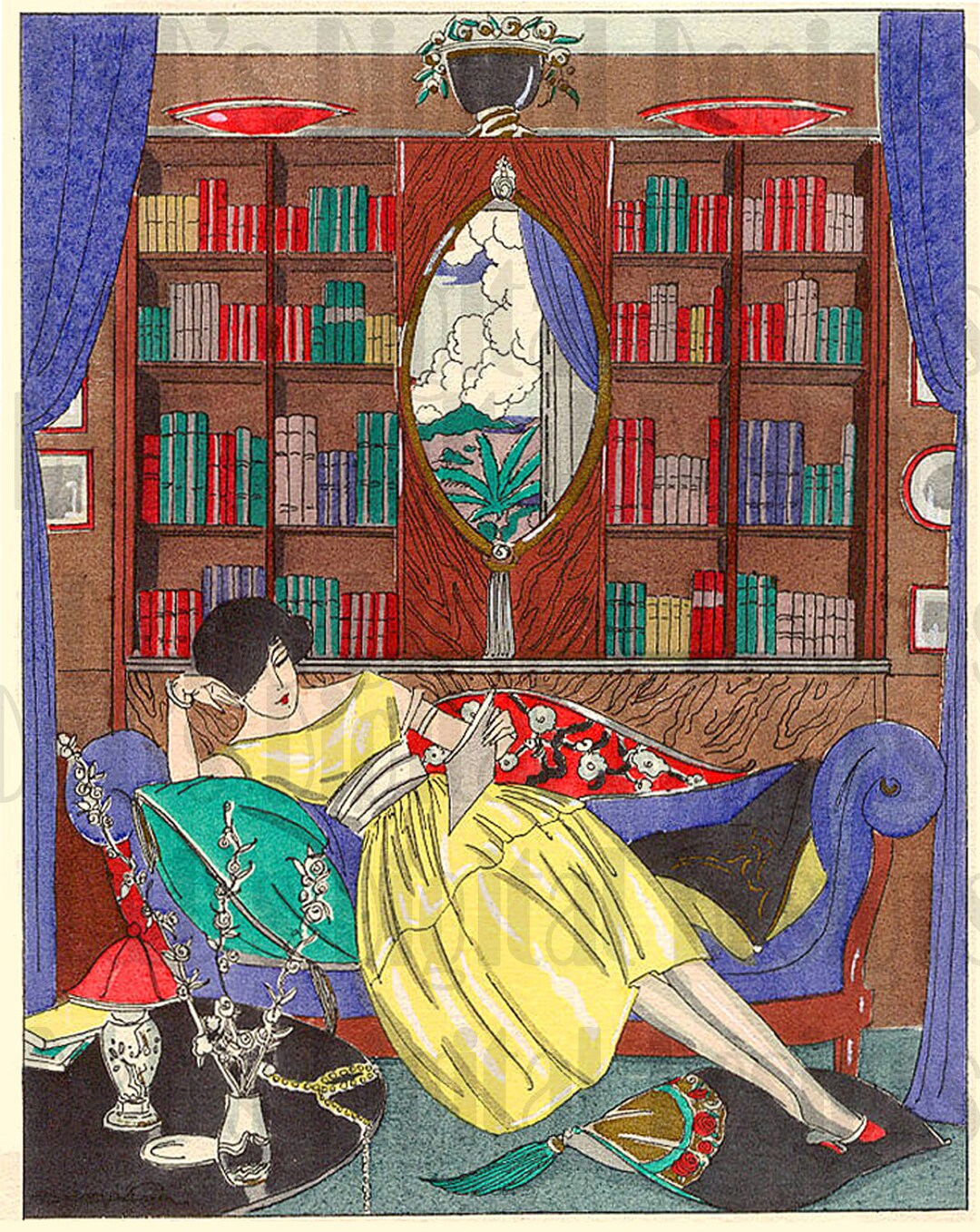 Fabtastic Deco Flapper in Library. Fashion Plate. Digital VINTAGE ...