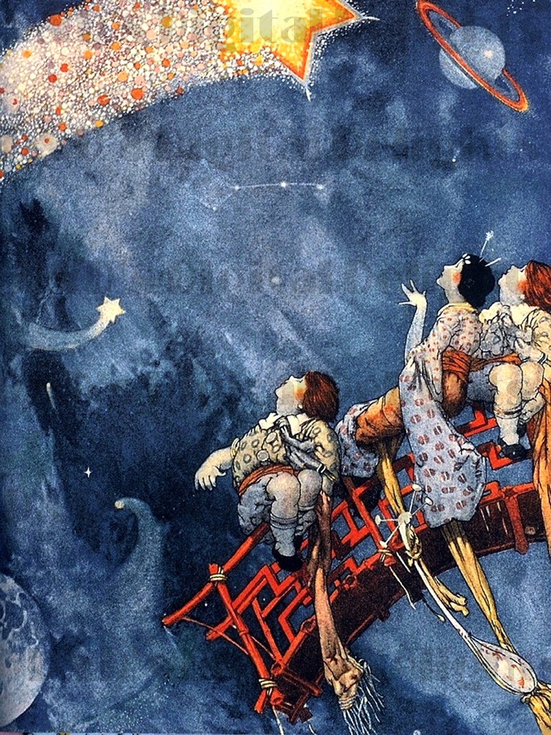 Startling Starry Space FAIRY Tale. VINTAGE Illustration. Digital ...