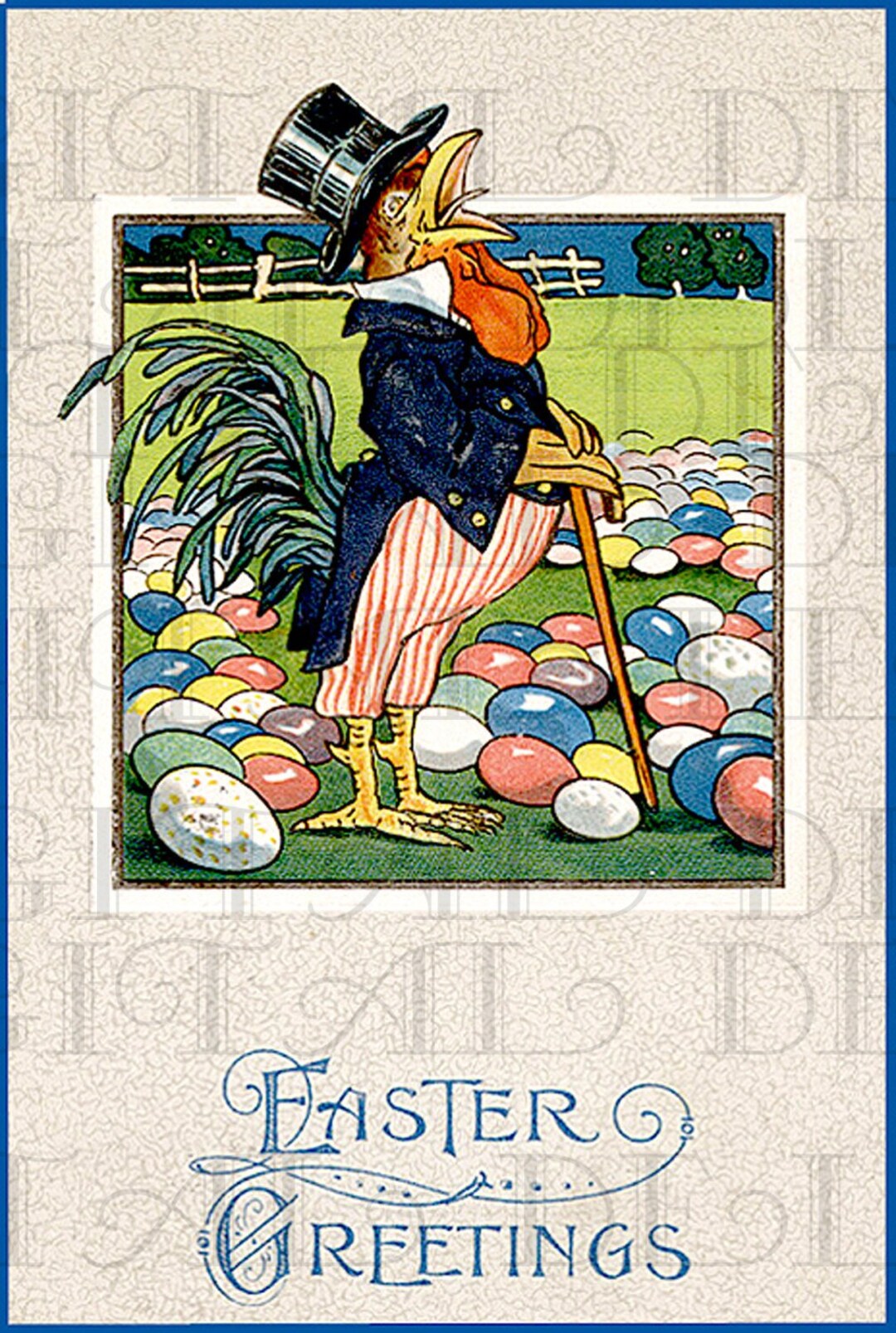 Rise and Shine. Easter Rooster. VINTAGE Easter Illustration. Easter ...