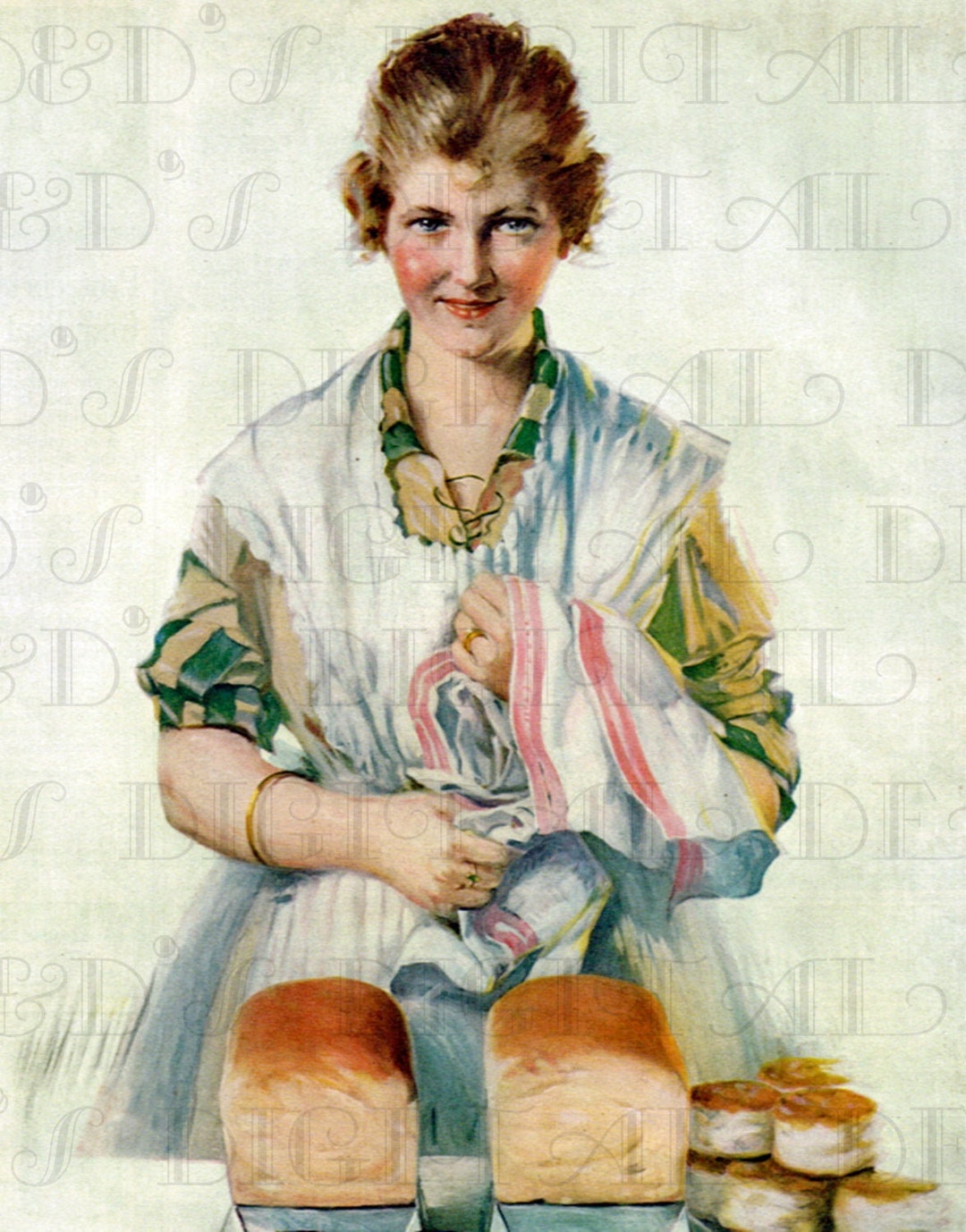 Baking Fresh Bread! 1920s Vintage Flapper Illustration. Vintage Flapper ...