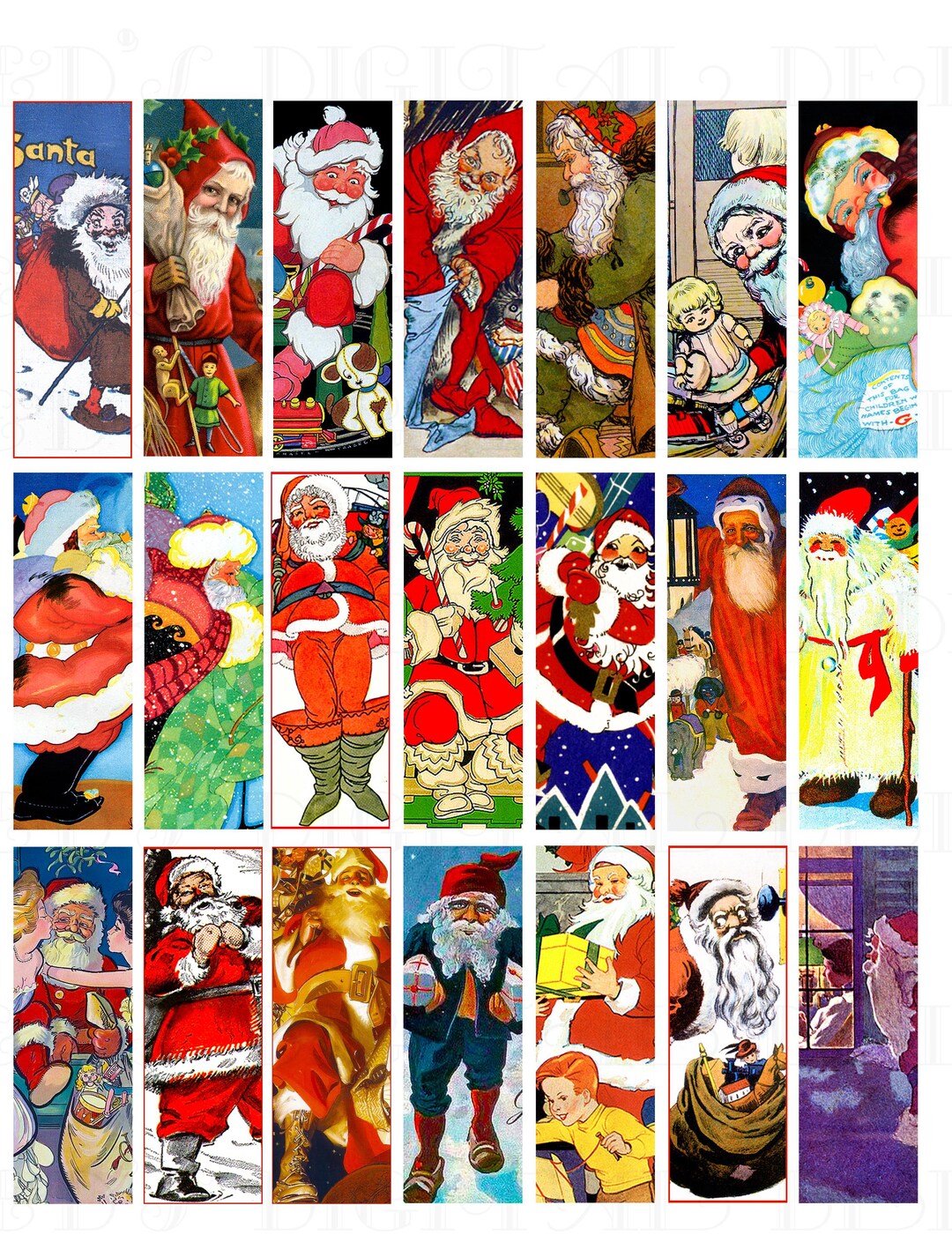 Vintage Santa Claus Collage: Printable 1"x3" Images (digital Download ...