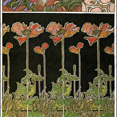 Mucha Flowers Painting Print Pink and Beige Art Nouveau - Etsy