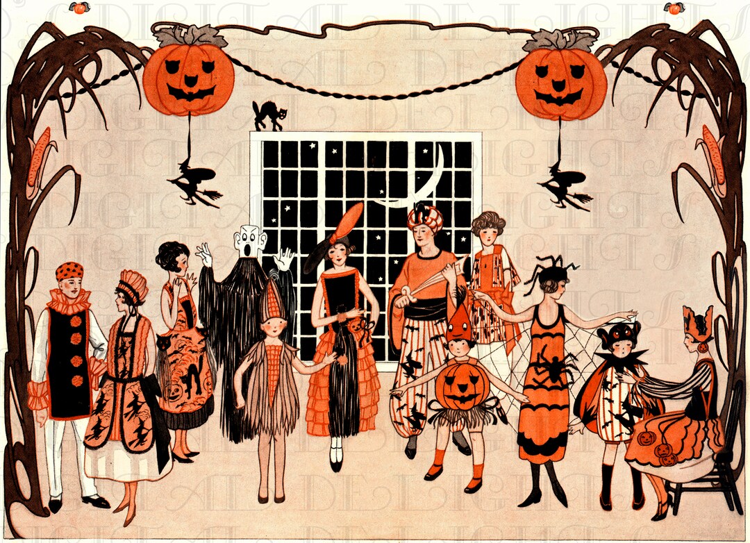 RARE!! 2 Pages! Dennison BOGIE Book! Art Deco HALLOWEEN Costumes ...