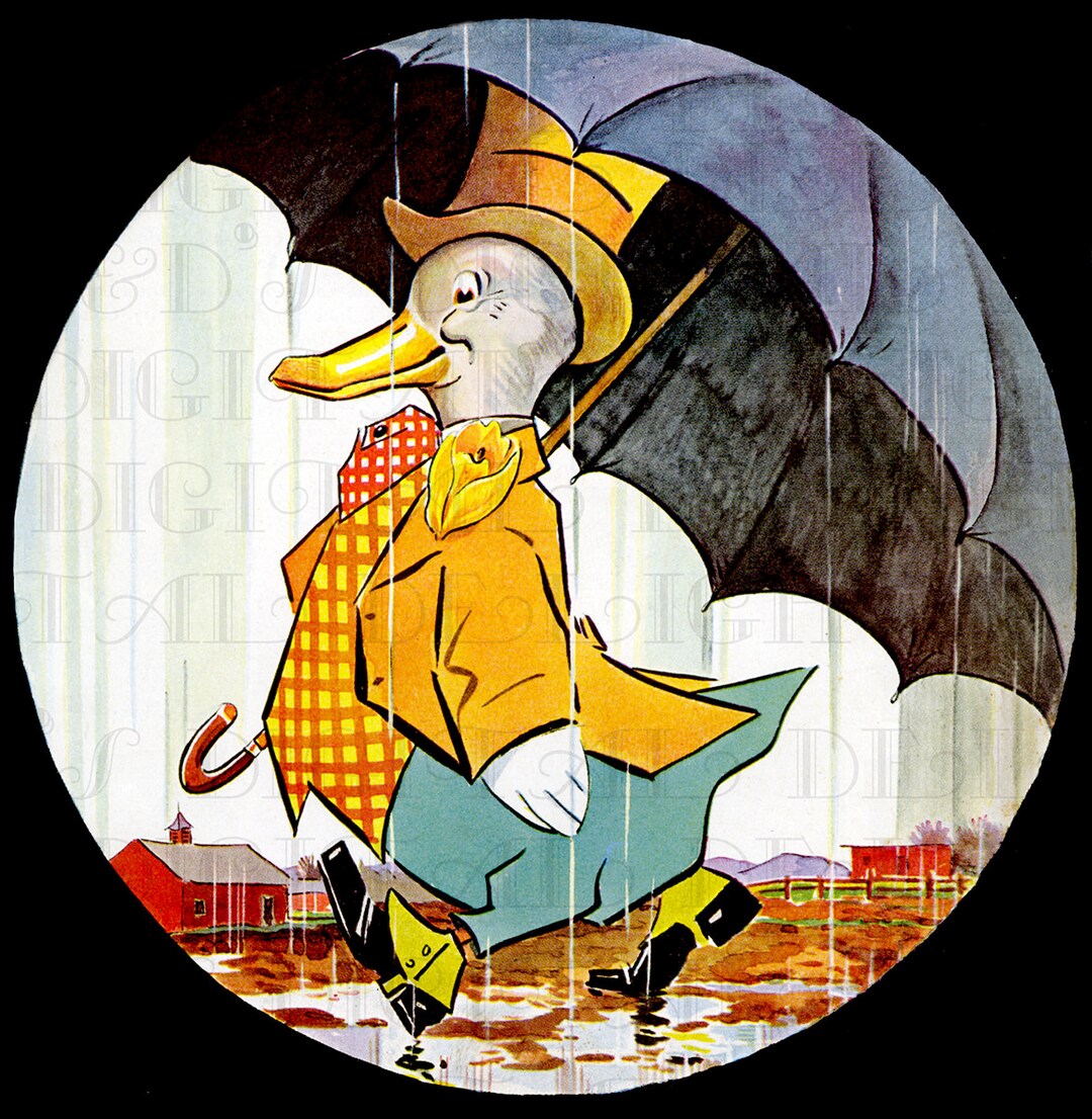 April Showers Down on DUCK!! VINTAGE Magazine Illustration. Spring ...