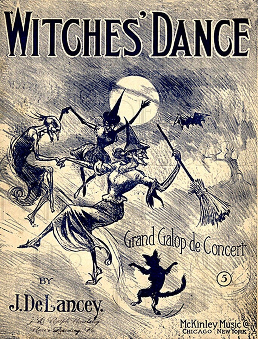 RARE the WITCHES Dance. Digital HALLOWEEN Download. Vintage Witch ...