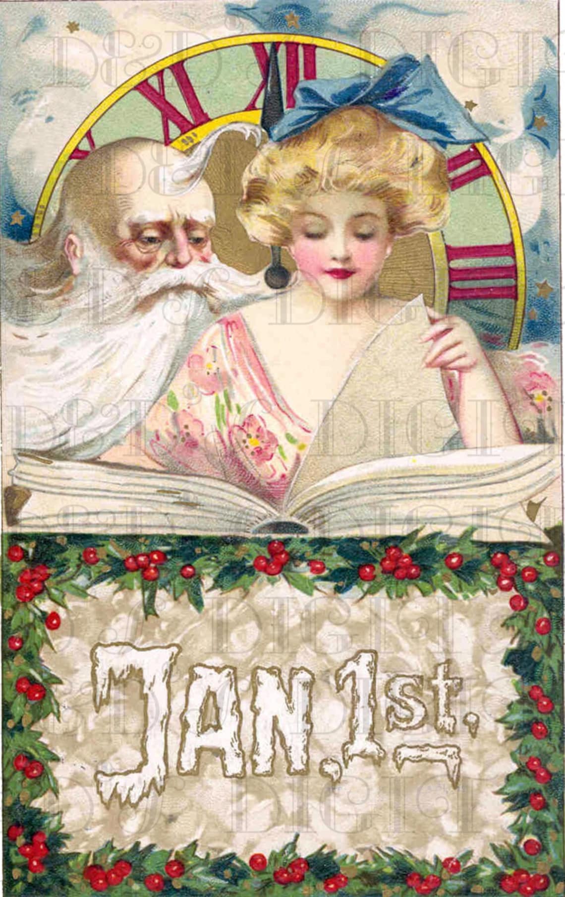 Stunning Father Time With New Year Book Vintage Digital New - Etsy