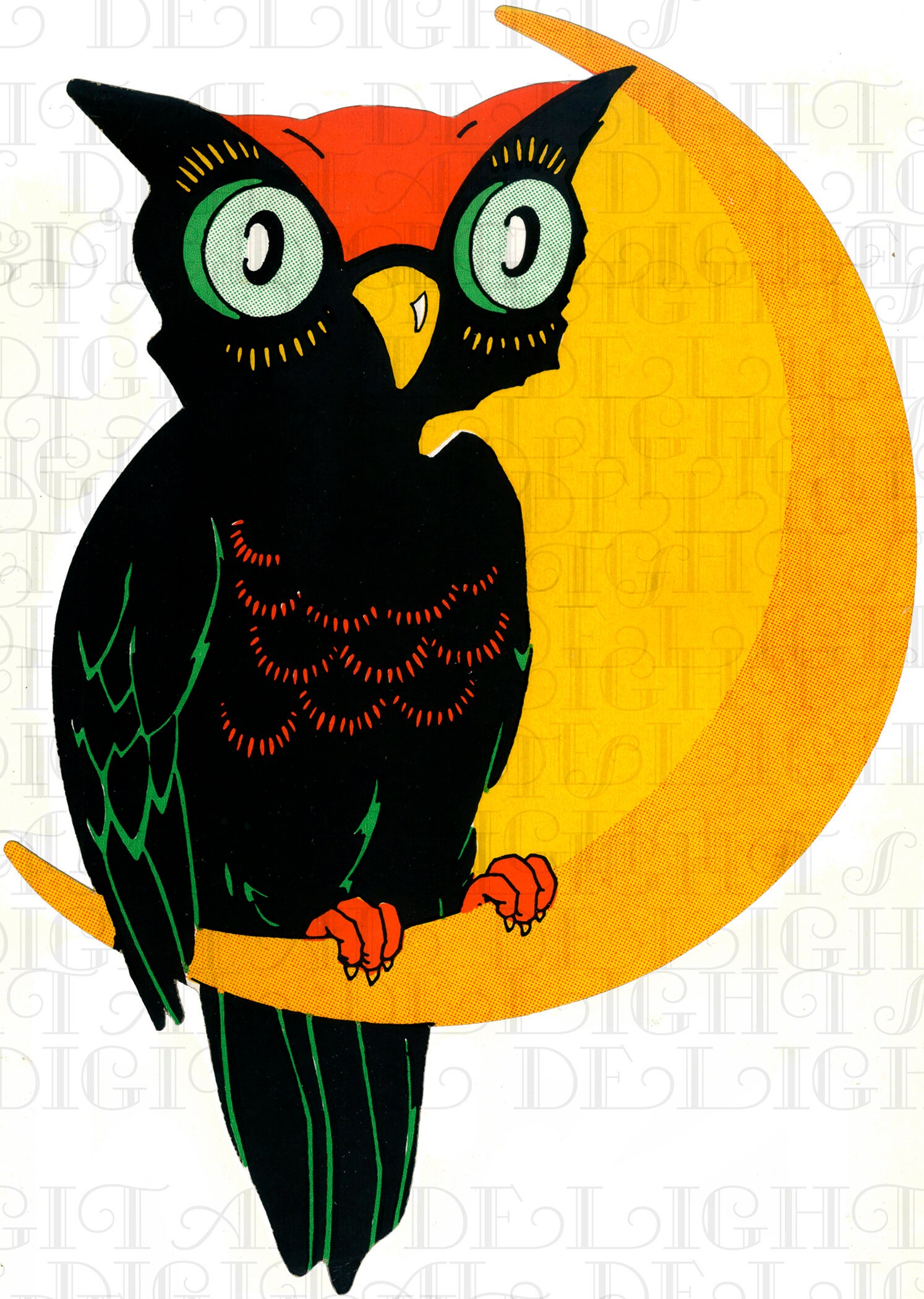 Vintage Halloween Owl Illustration