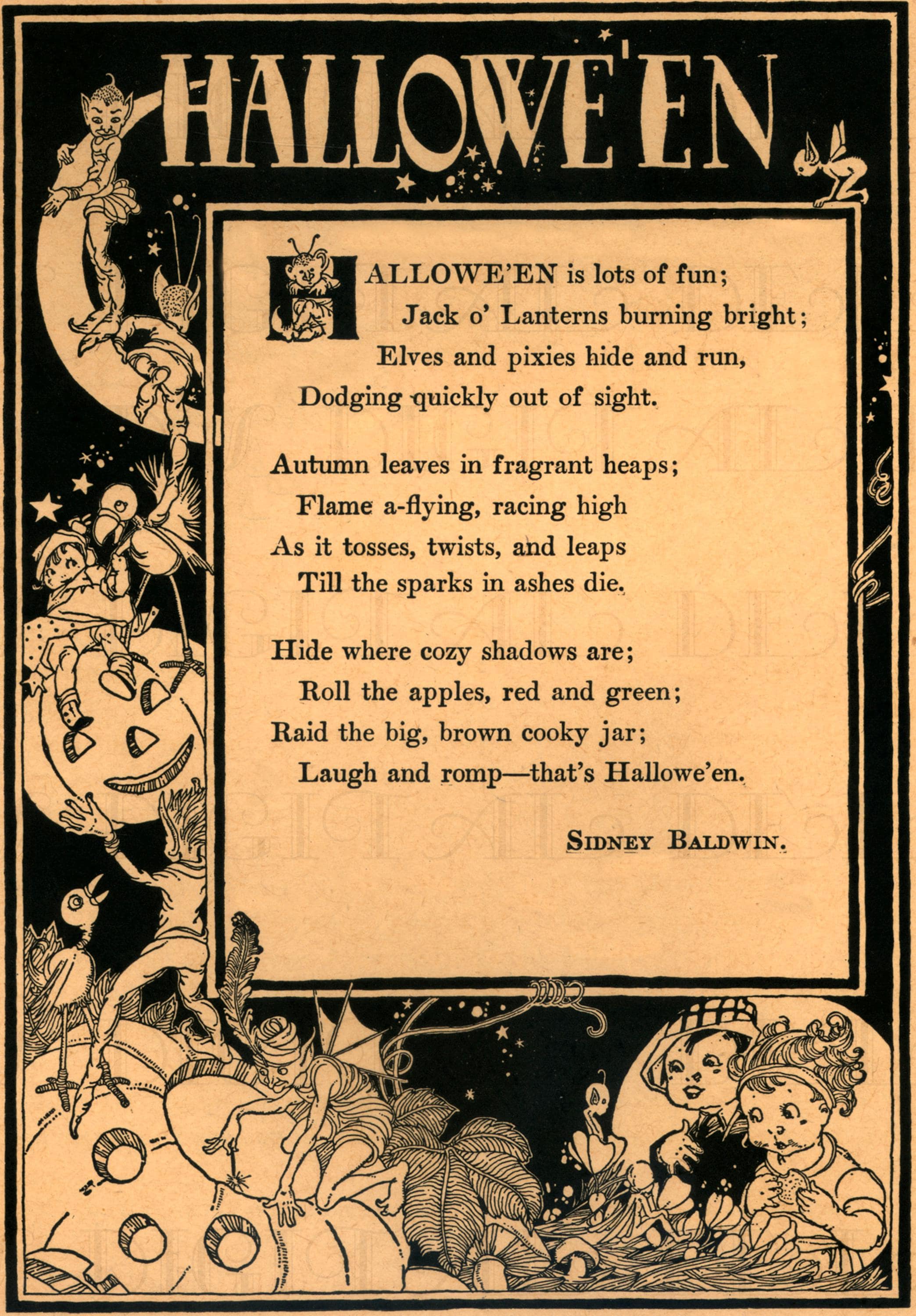 Delightful Rare Digital HALLOWEEN Poem. VINTAGE Halloween Digital ...
