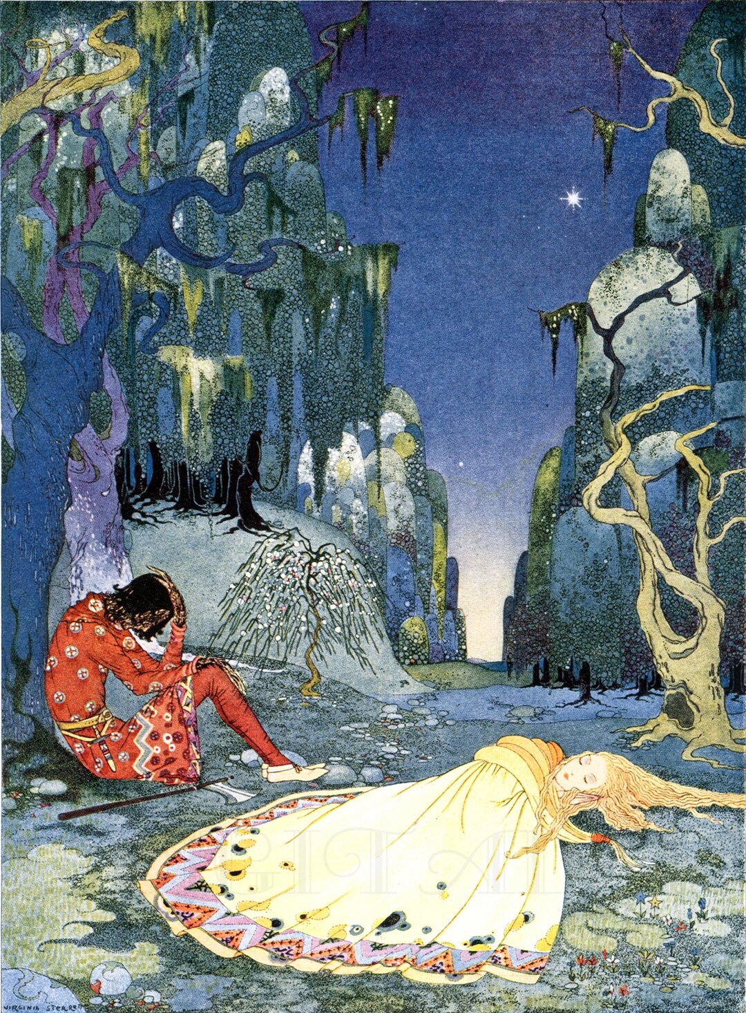 RARE. Sleeping Princess. Art DECO French Fairy Tale. Vintage ...