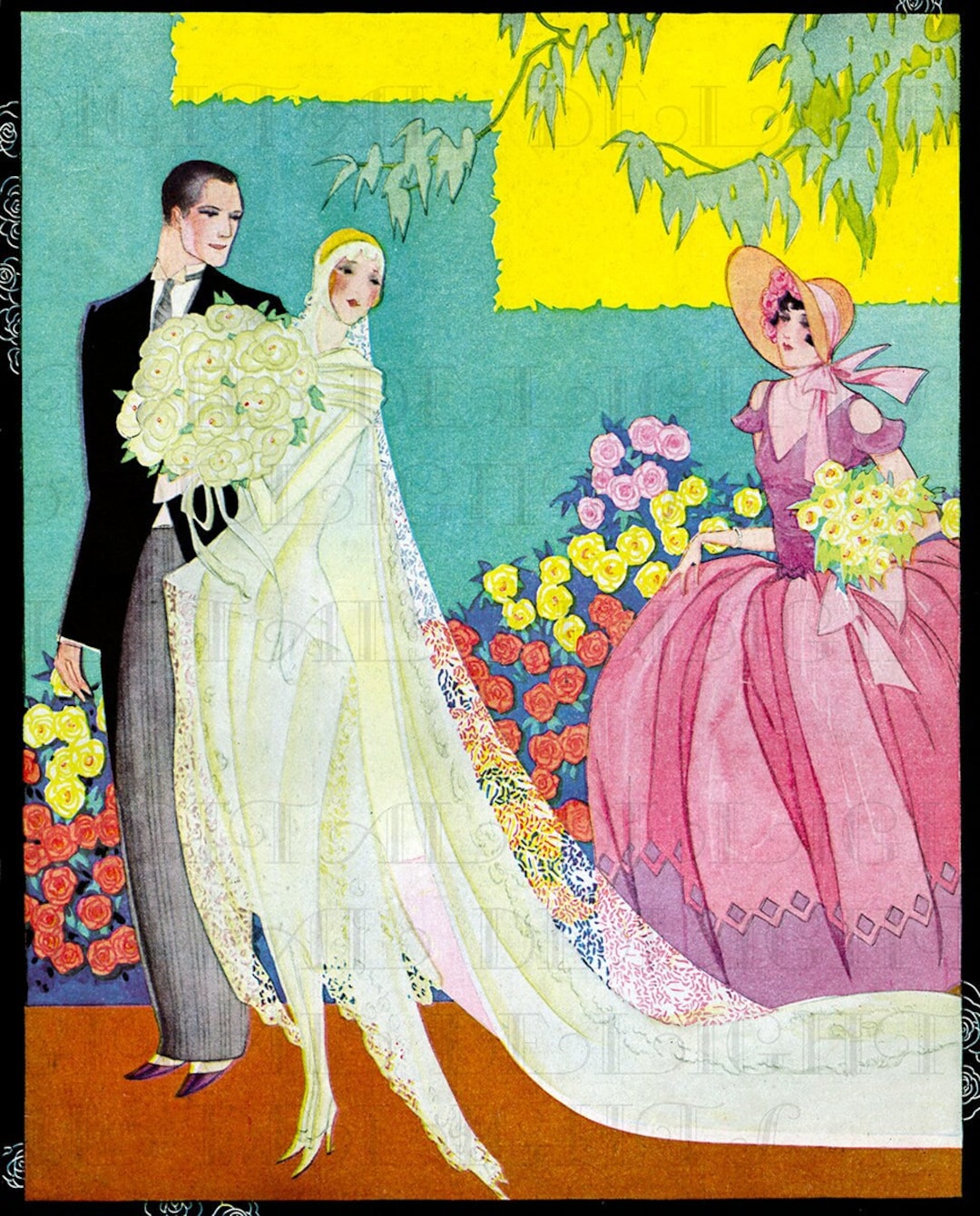 Art Deco Flapper BRIDE and Wedding Party. 1920s Bride Vintage ...