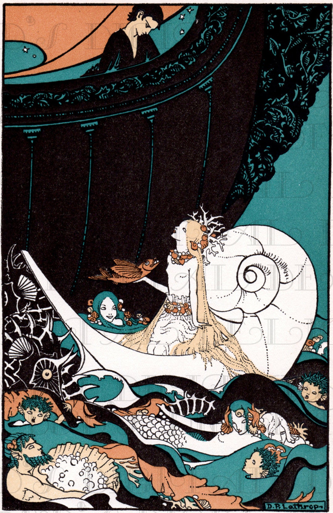 SEA Princess! Vintage Fairy Illustration. Fairy Tale Digital Download ...