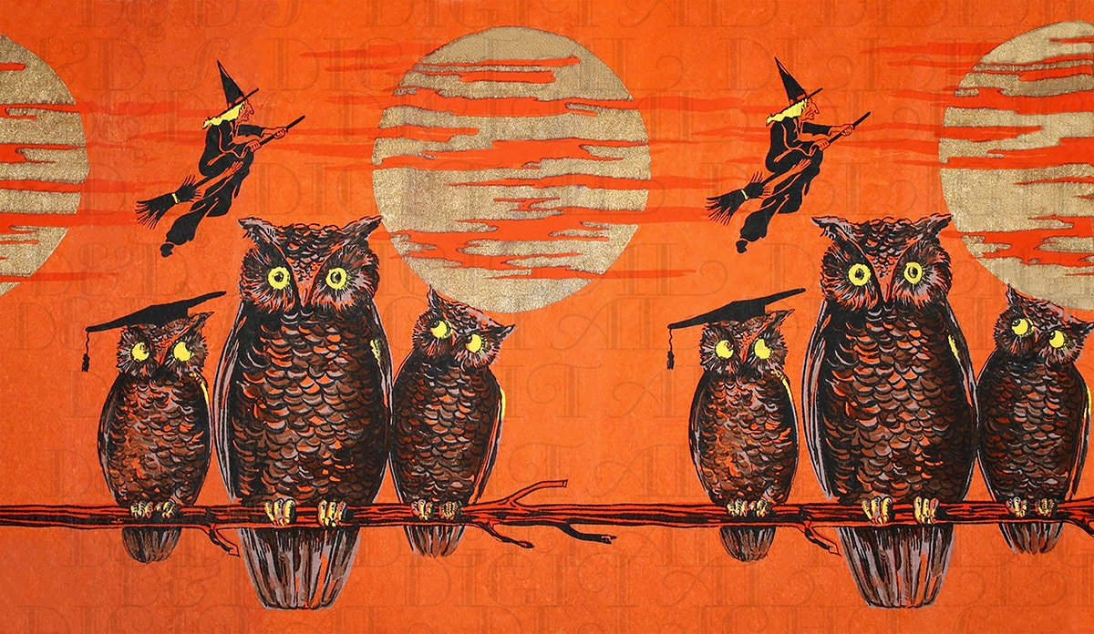 Vintage Halloween Owl Illustration