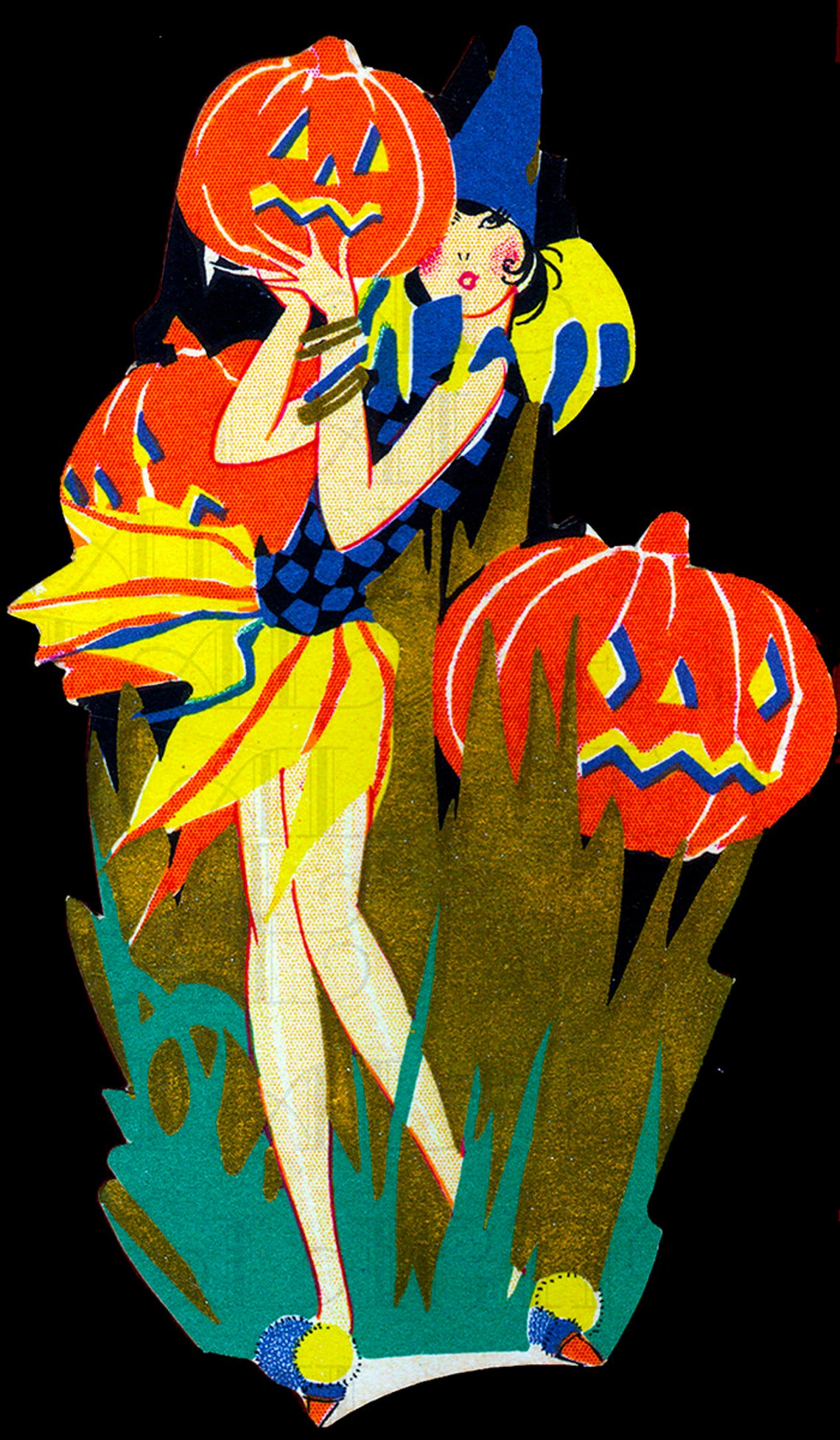 Gorgeous Art Deco FLAPPER Hositing Jack O Lanterns. Vintage - Etsy