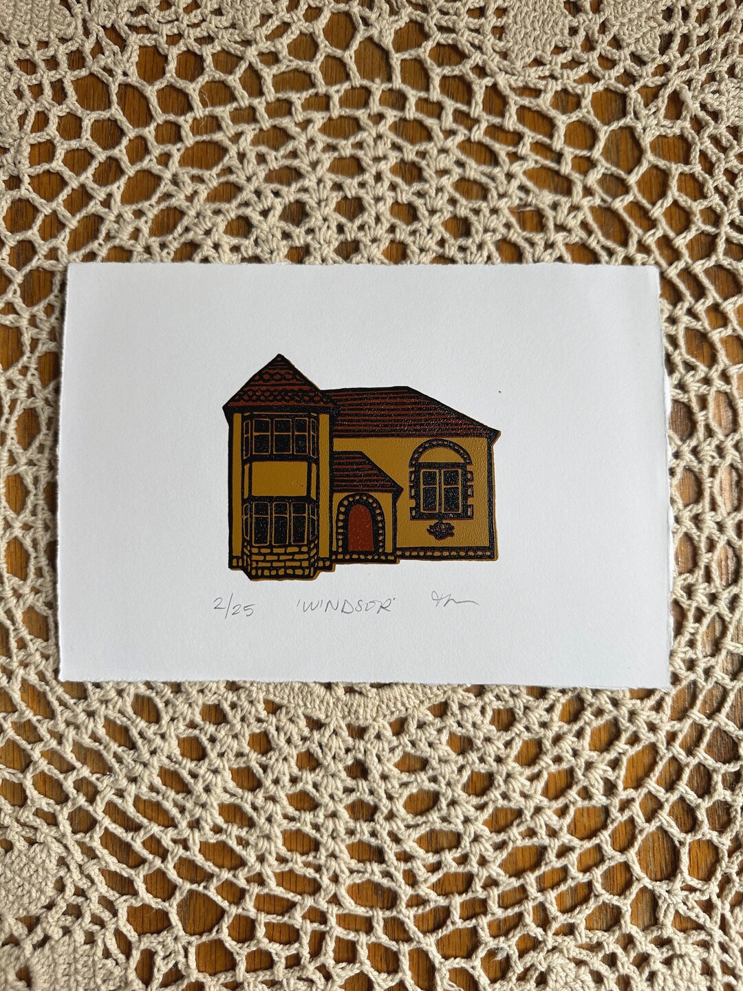 Linocut Reduction Print English Cottage Block Print Linoprint Relief ...