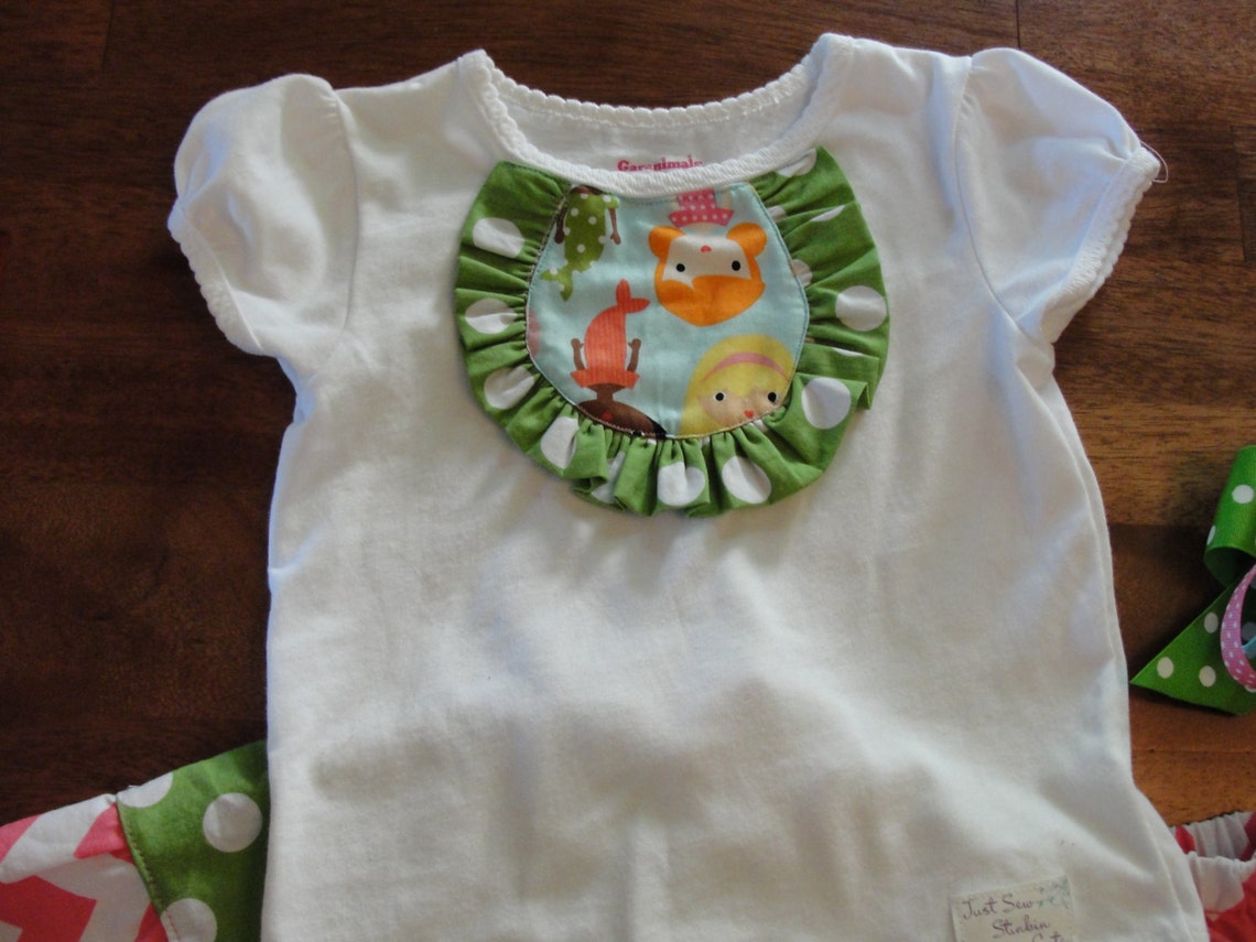Adorable Ruffled Bib Top W/ One of a Kind Twirly Chevron Skirt ...