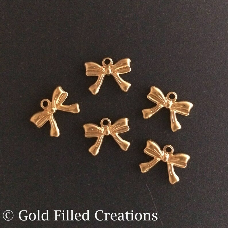 Gold filled Bow Charms Pendant bulk 5 15 30 pieces 20% OFF | Etsy