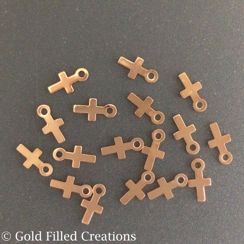 30pcs Rose Gold Filled Tiny Cross Charms 8mm , Rose Gold Cross Pendant ...