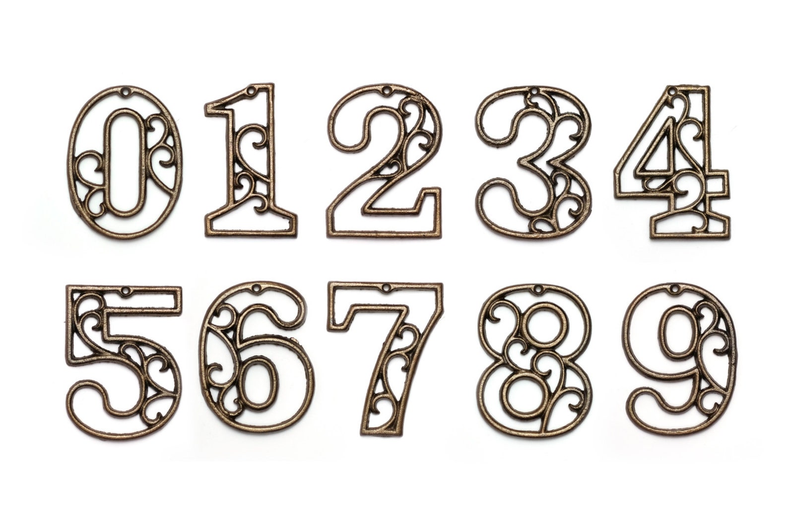 Rustic Cast Iron House Numbers Aged Brass 4.5 Inches | Etsy