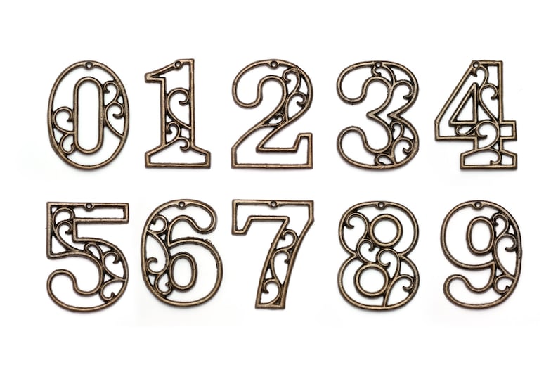 Rustic Cast Iron House Numbers Aged Brass 4.5 Inches - Etsy