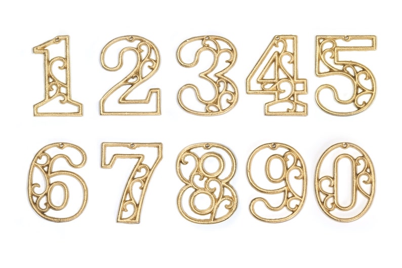 Rustic Cast Iron House Numbers Aged Brass 4.5 Inches | Etsy