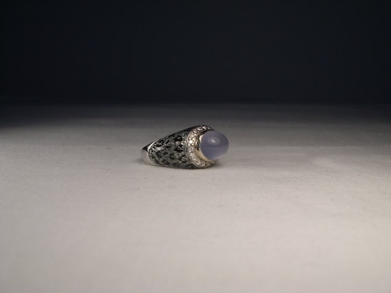 Magnificent 18K White Gold Hidalgo Diamond Chalcedony… - Gem