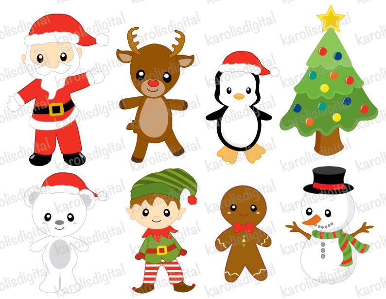 Christmas Santa and Friends Clip Art Set - Etsy